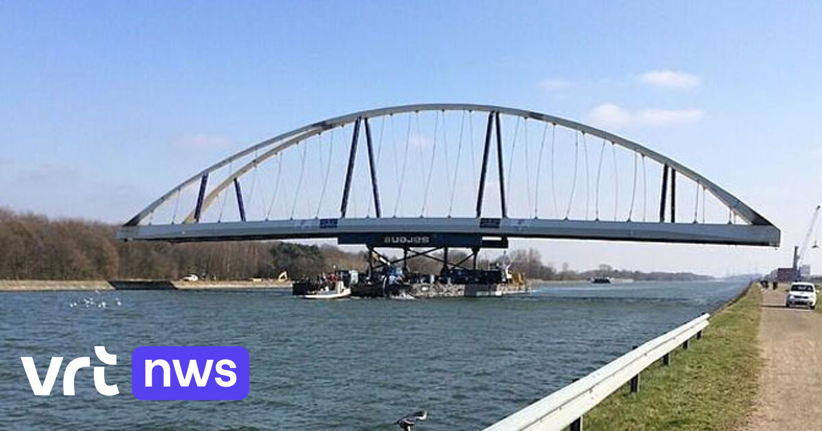 Nieuwe brug over Albertkanaal in Viersel ligt op haar plaats | VRT NWS: nieuws