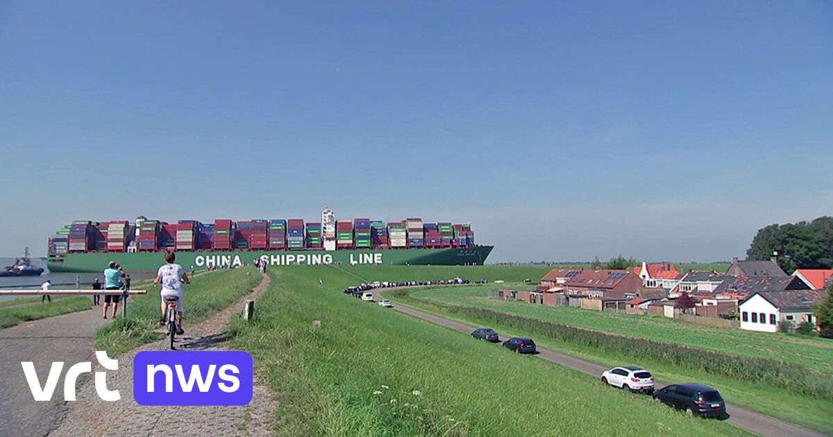 Containerschip vastgelopen in Westerschelde: "Bijna recht het dorp ...