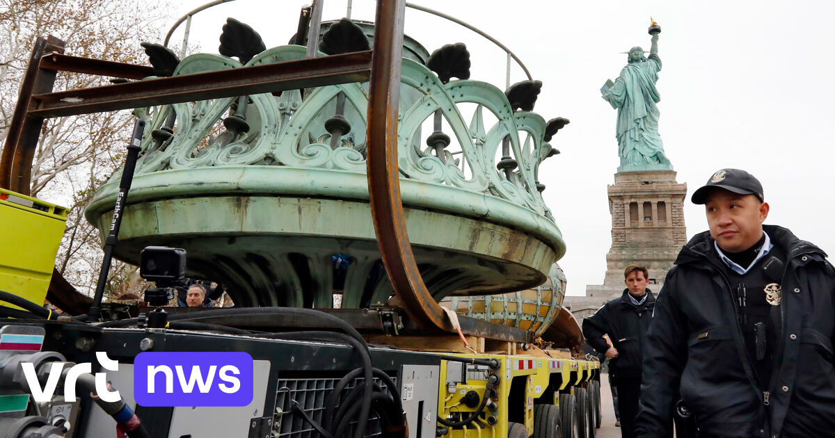 Opmerkelijk beeld uit New York: toorts van Vrijheidsbeeld wordt ...