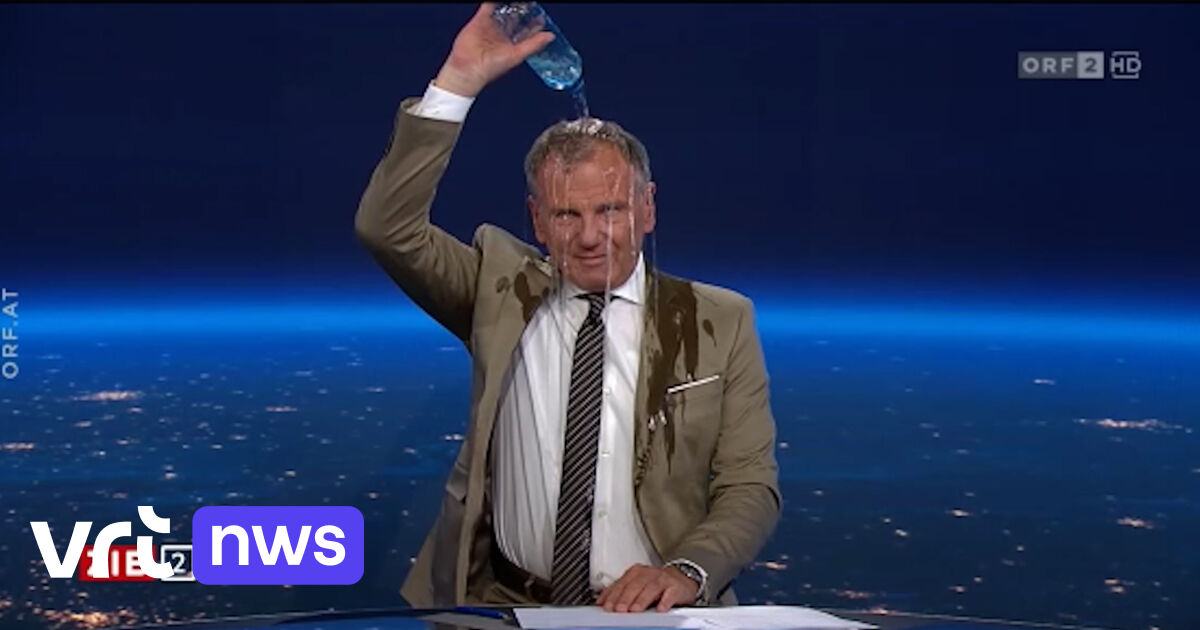 37,2 graden in Oostenrijk: nieuwslezer giet glas water over zijn hoofd ...