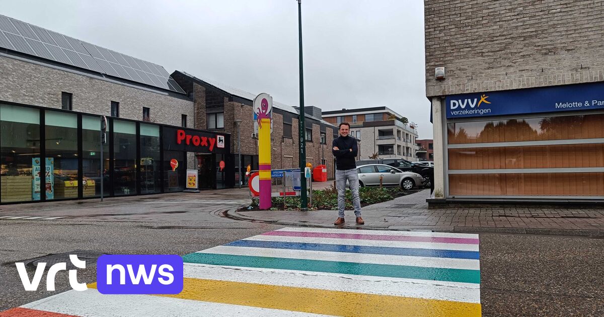 Regenboogzebrapaden aan 15 schoolomgevingen in Oudsbergen | VRT NWS: nieuws