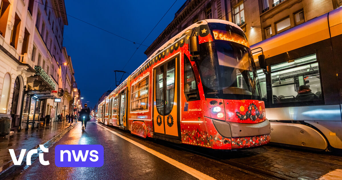 Vervoersmaatschappij MIVB stuurt voor het eerst een versierde kersttram ...