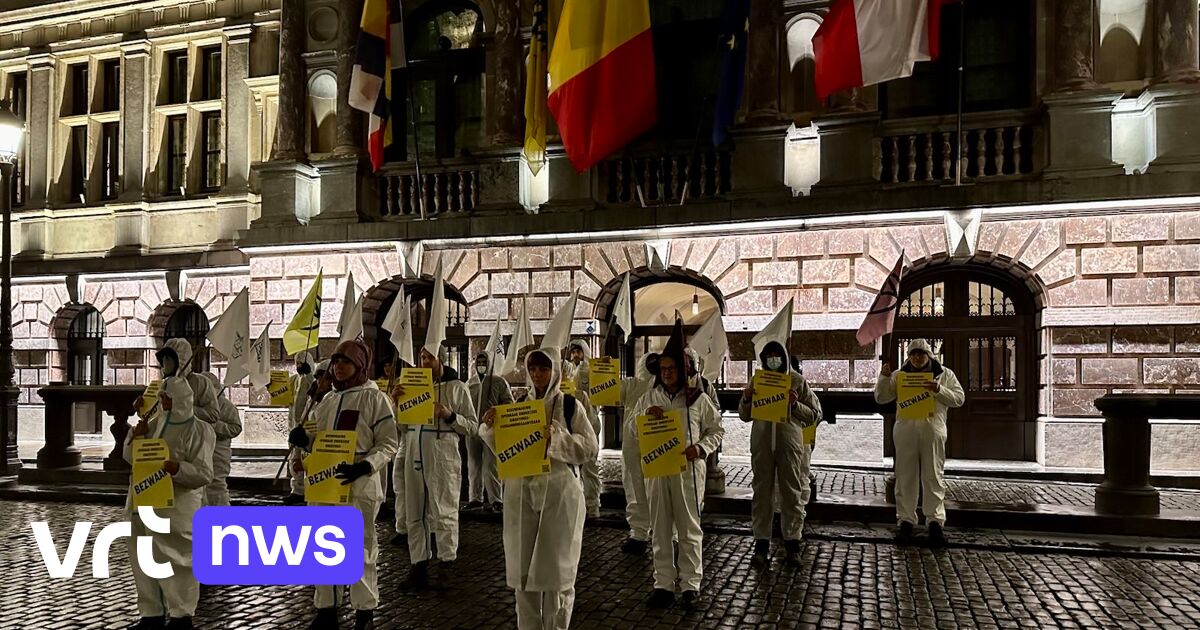 Protestactie aan Antwerps stadhuis tegen luchthaven van Deurne | VRT ...