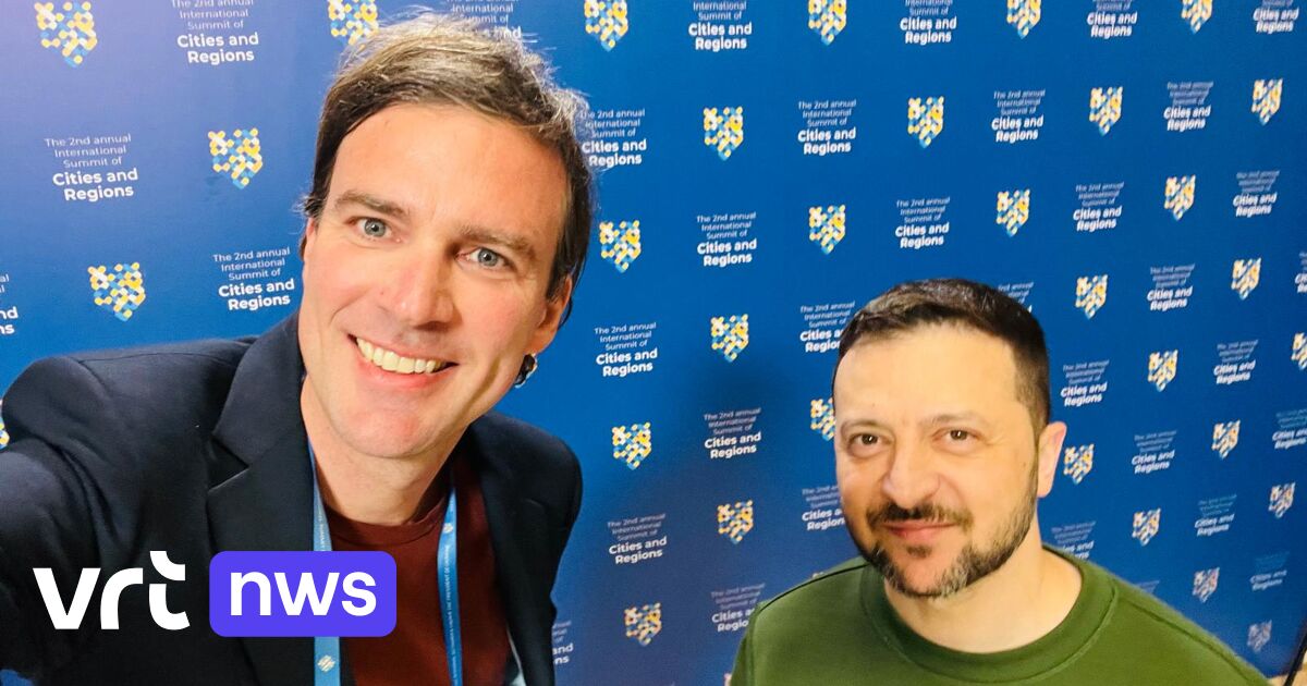 Gentse burgemeester De Clercq ontmoet president Zelenski tijdens Europese stedentop in Kiev ...