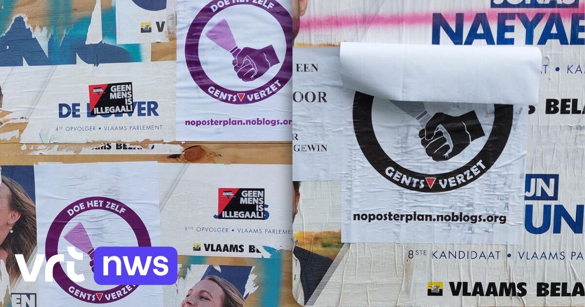 Elections 2024: Vlaams Belang posters pasted over by symbols of Belgian ...