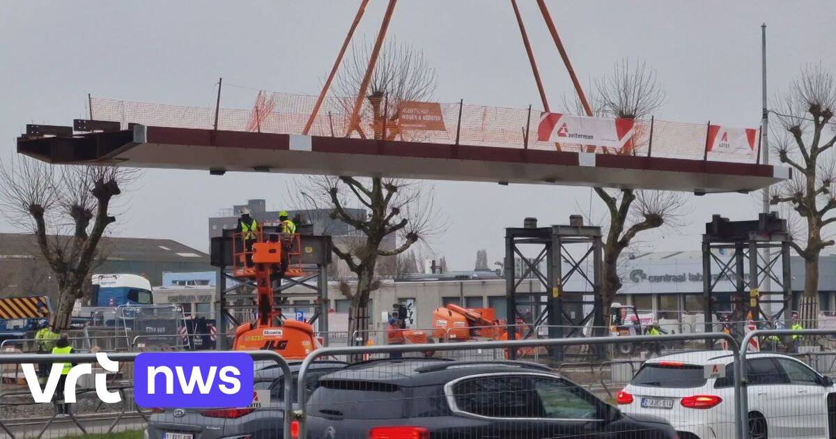 BEKIJK: Eerste deel van fiets- en voetgangersbrug geplaatst aan kruispunt Grote Ring en Elfde ...