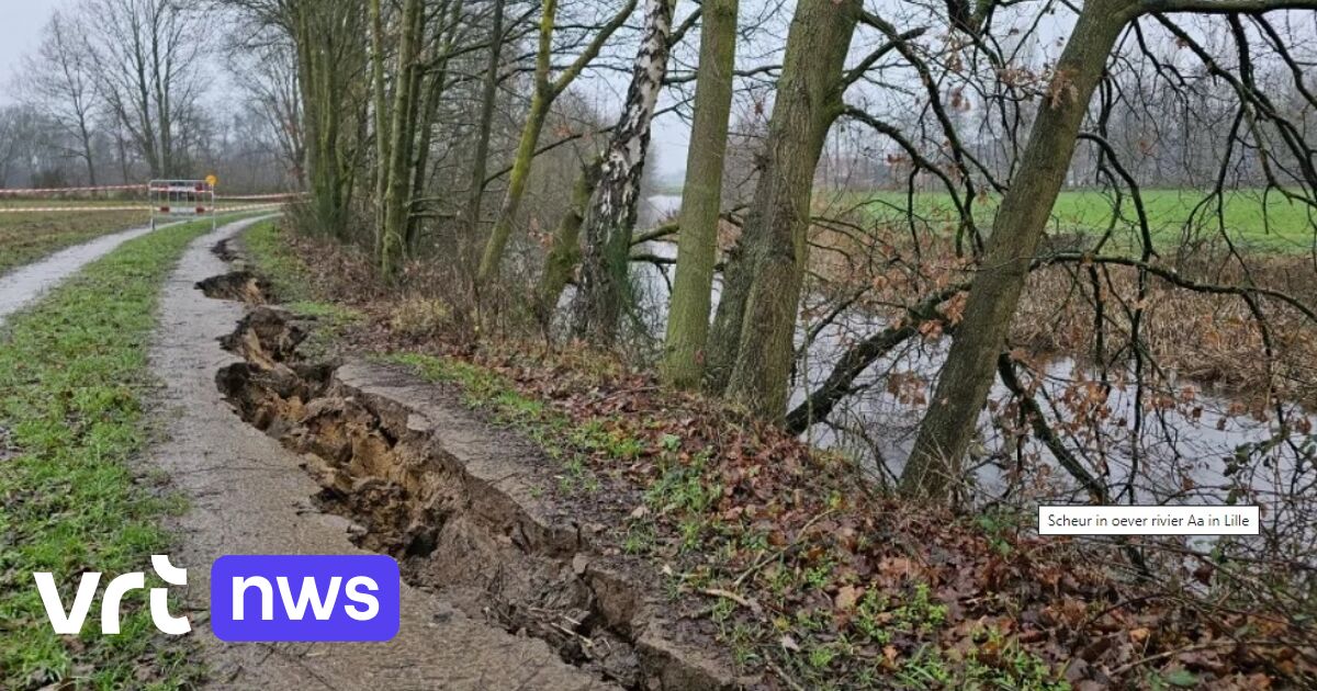 25 meter lange scheur in oever van rivier Aa in Lille: "Natte najaar is ...