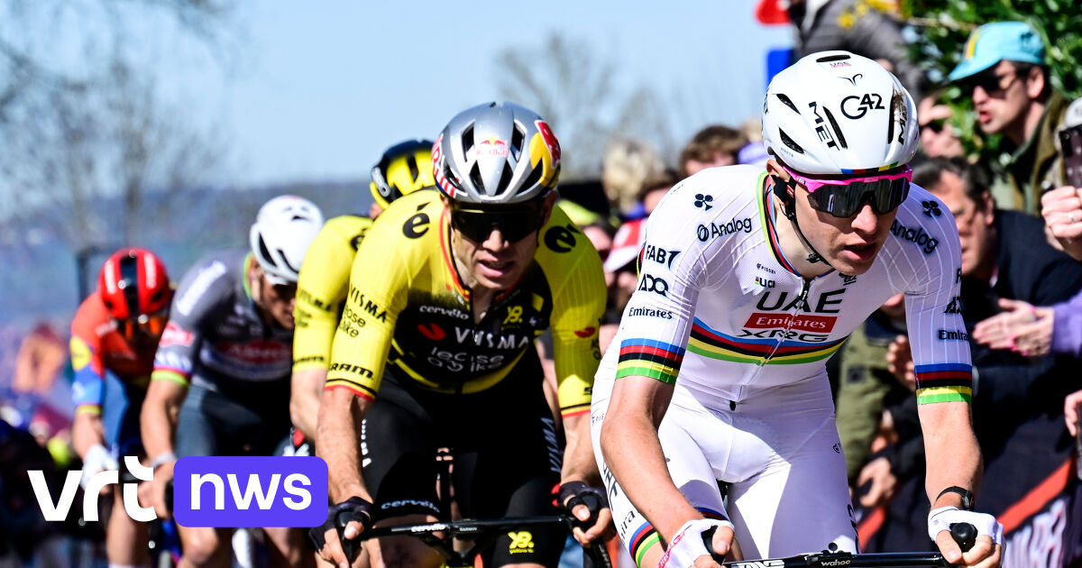 Tadej Pogačar wint Ronde van Vlaanderen, Mads Pedersen is 2e, Mathieu van der Poel is 3e en Wout ...