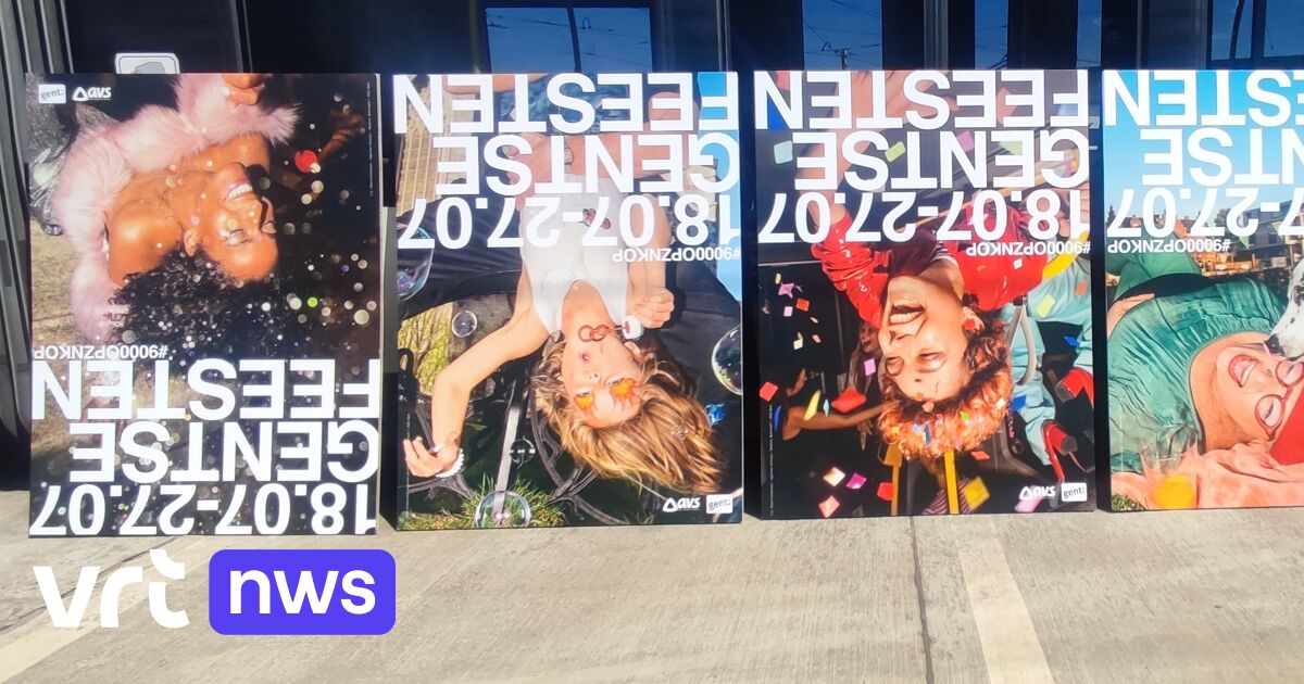 Ondersteboven van de Gentse Feesten: affiches van komende editie staan op hun kop | VRT NWS: nieuws