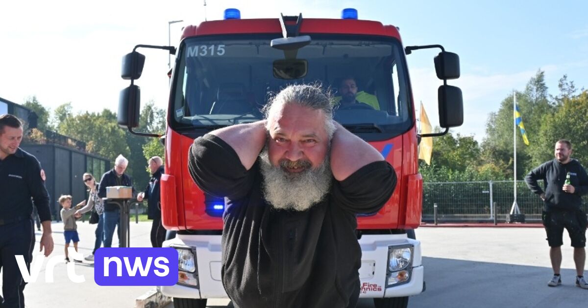 'Mousty' trekt brandweerwagen van 10 ton met zijn haar vooruit in Lauwe ...