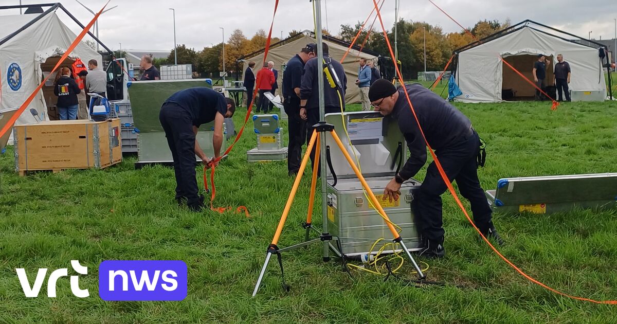 Grote oefening van Belgisch interventieteam B-FAST: 50 hulpverleners bouwen basis in Roeselare ...