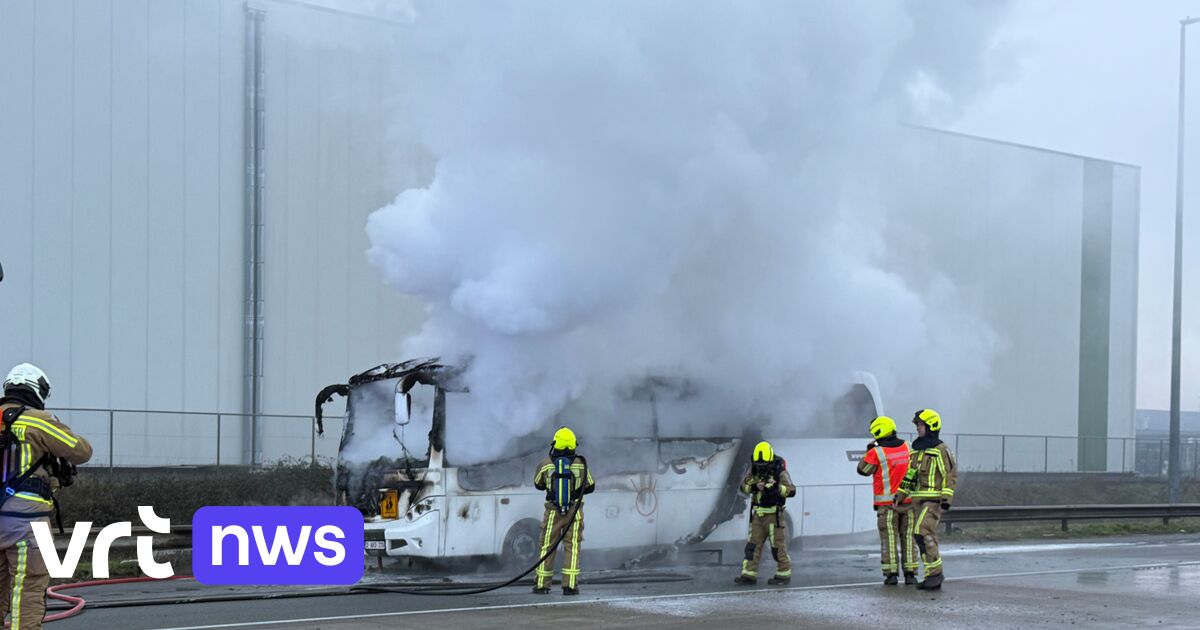 Bus uitgebrand op N58 in Rekkem, chauffeur kon zich op tijd in ...