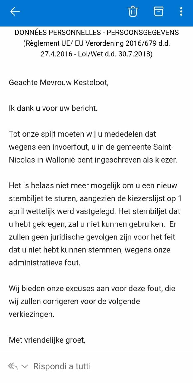 Vrouw uit Sint-Niklaas die in Italië woont, krijgt Waalse stembrief en ...
