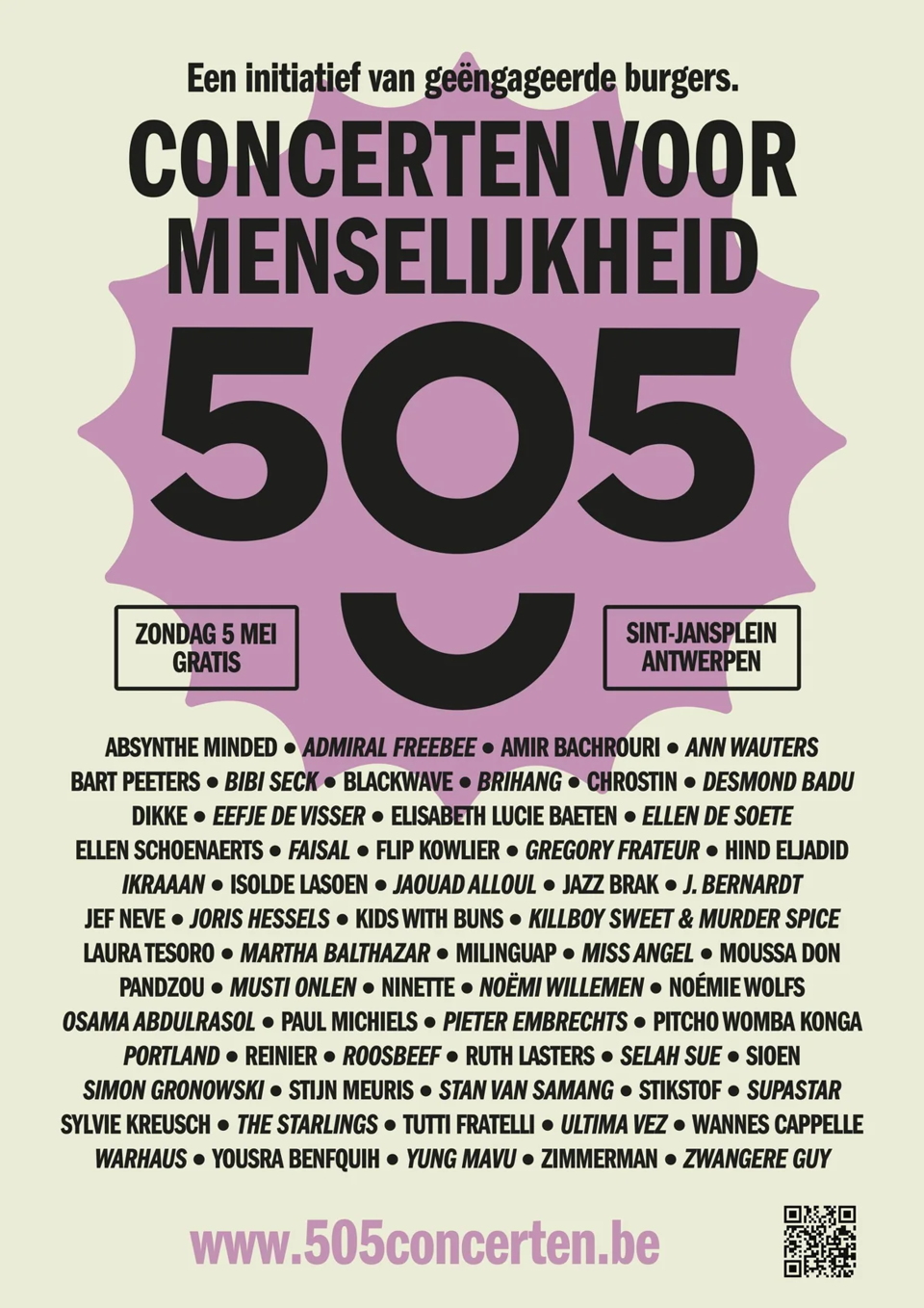 Organisatie '505-Concerten voor Menselijkheid' onthult volledige line ...