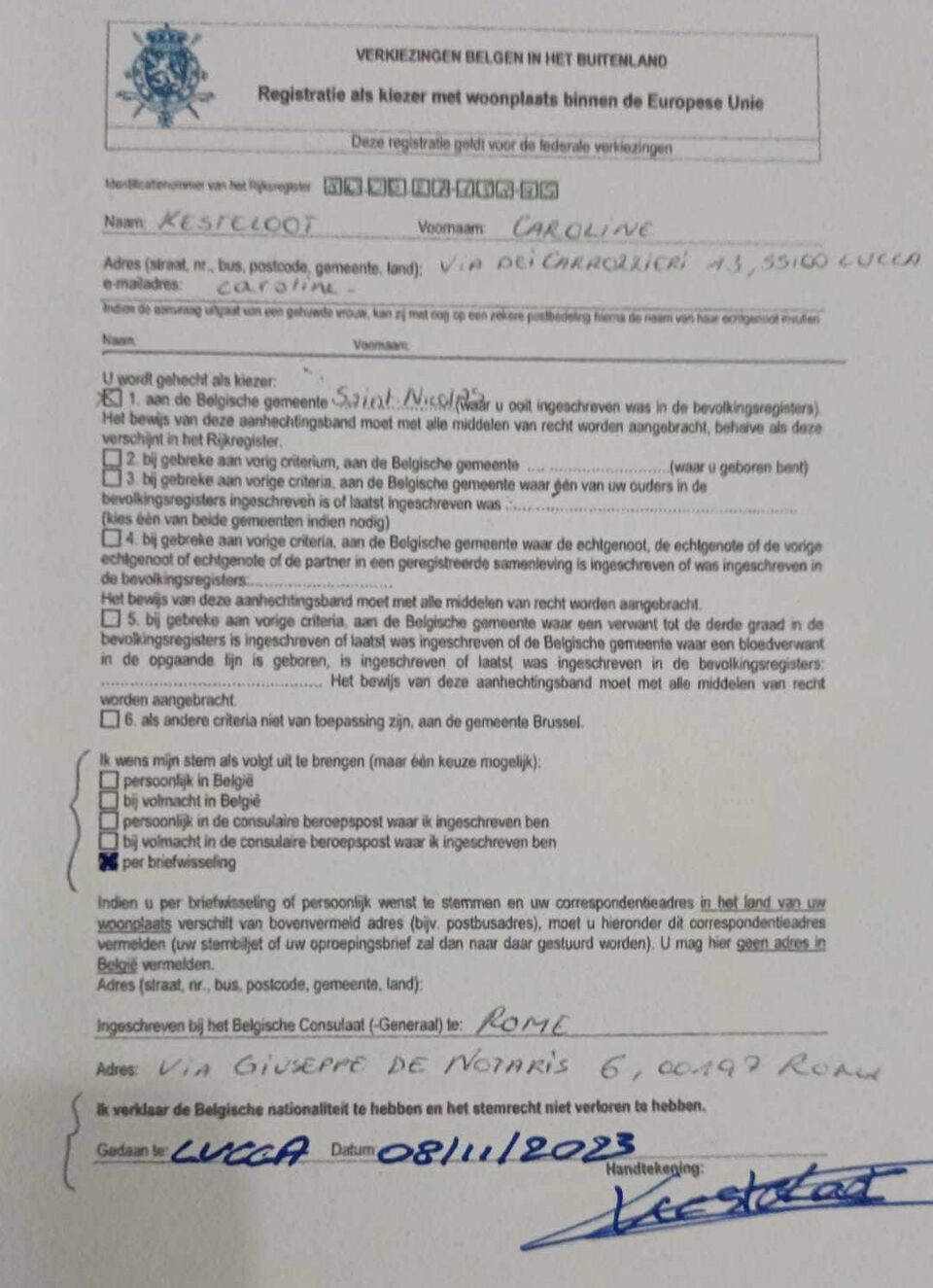 Vrouw uit Sint-Niklaas die in Italië woont, krijgt Waalse stembrief en ...