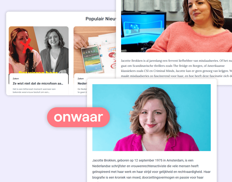 Opgelet voor valse artikels en berichten over weervrouw Jacotte Brokken ...