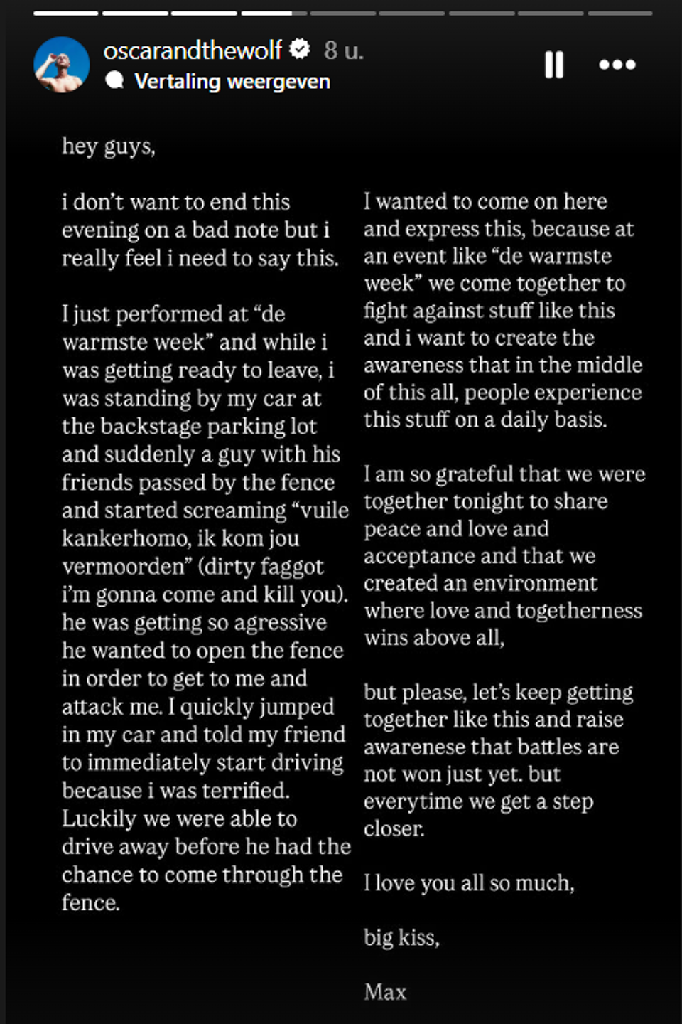 "Ik kom jou vermoorden": Zanger Max Colombie slachtoffer van homohaat ...