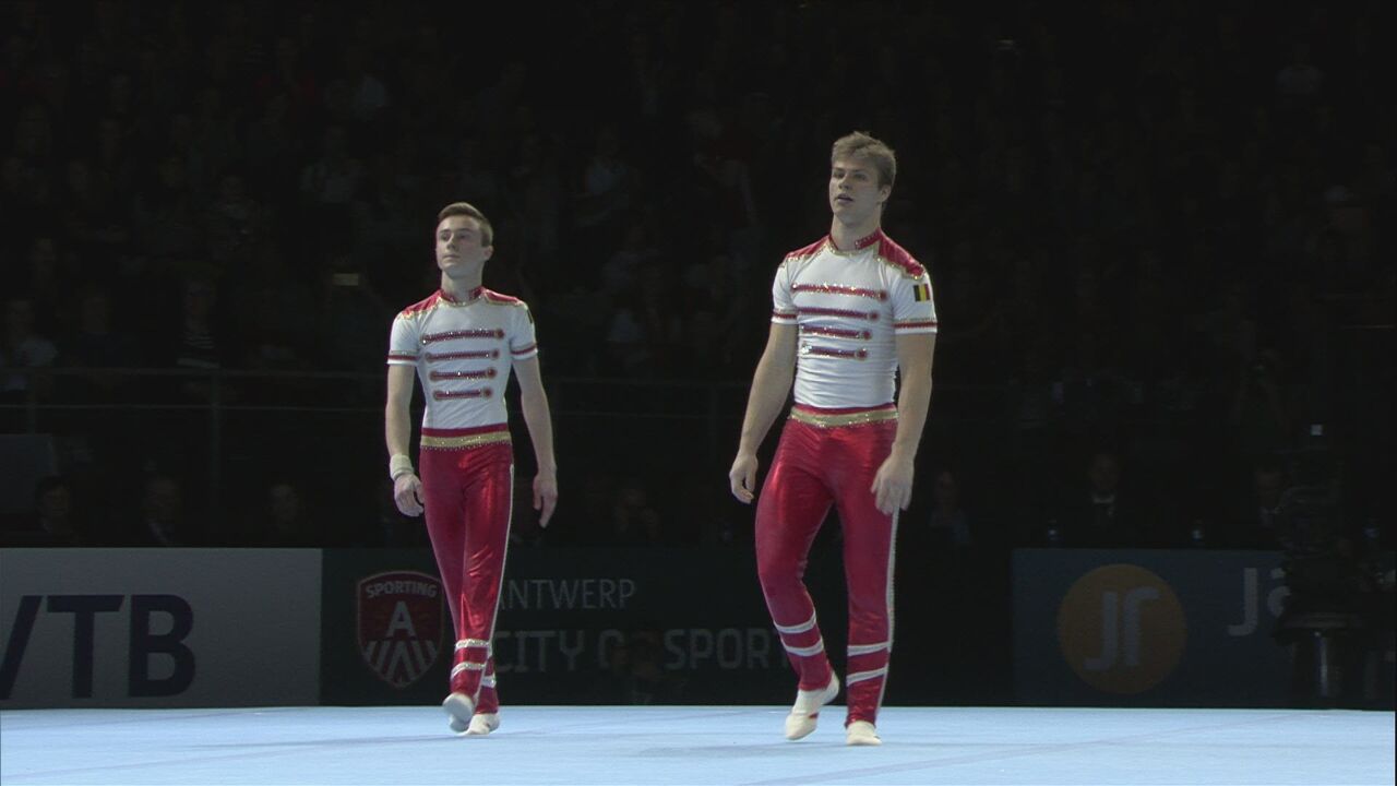 De finaleoefening van Robin Casse en Kilian Goffaux op het WK acrogym ...