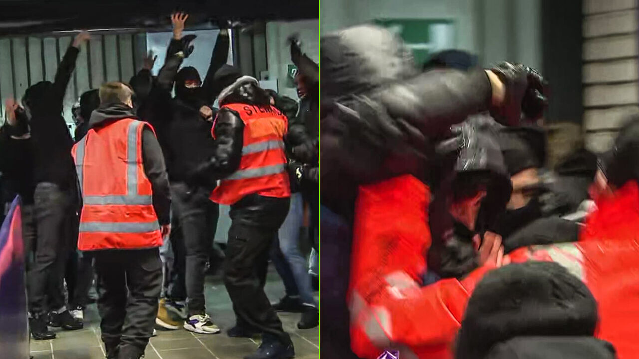 Hallucinante beelden: Anderlecht-hooligans stormen interviewzone en VIP ...
