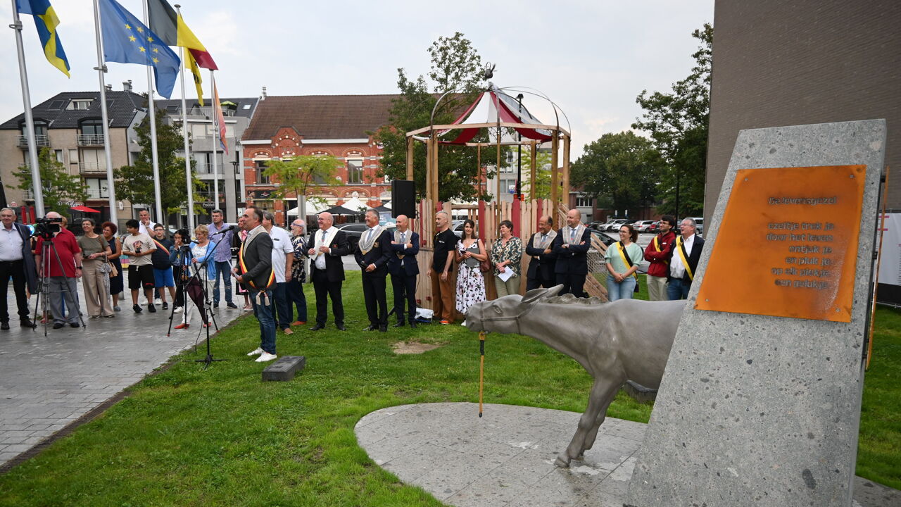 Standbeeld van "koppige ezel" in Kuurne voor 900-jarig bestaan van ...