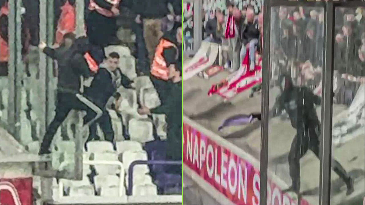 Hallucinante beelden: Antwerp-hooligans gaan metershoog boven grond ...