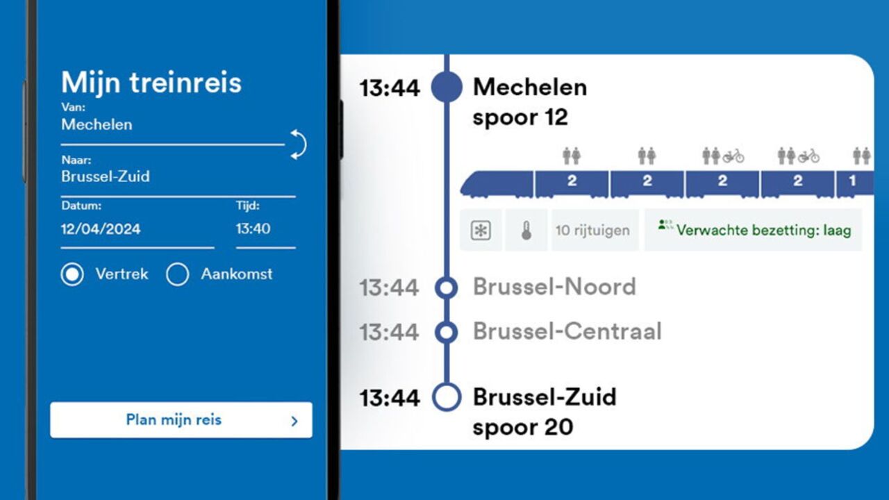 NMBS-reisplanner toont nu ook samenstelling van je trein | VRT NWS: nieuws