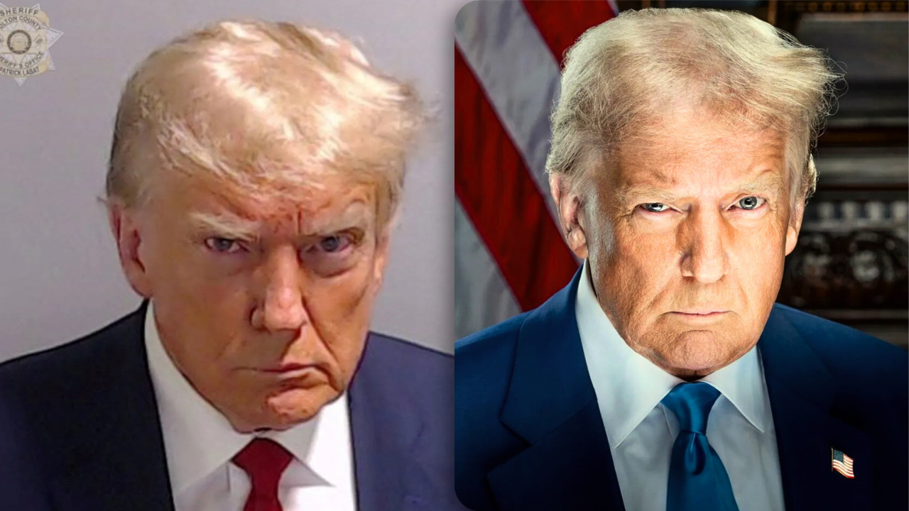 Gelijkenis tussen staatsieportret Trump en zijn 'mugshot' is wellicht ...