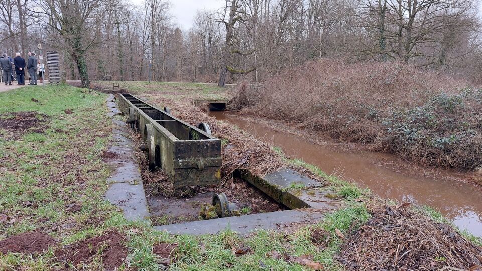 Het Trammeke, een historische mobiele dam op de Grote Nete tussen ...